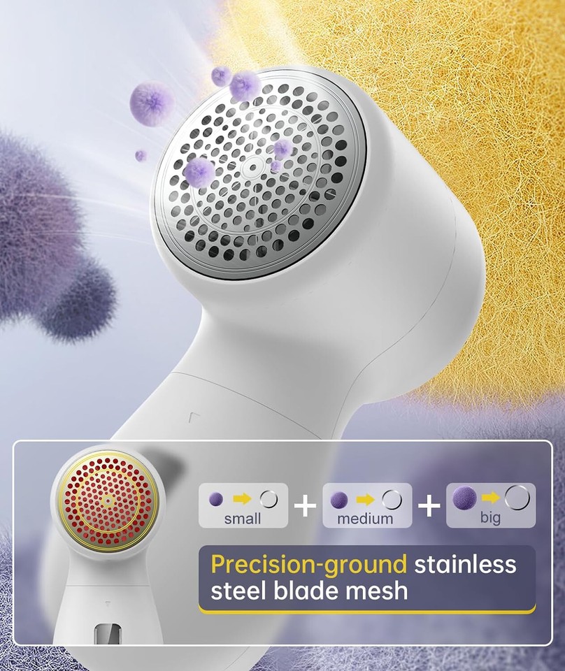 HBN Fabric Shaver, Electric Lint Remover, Rechargeable Sweater Defuzzer ...