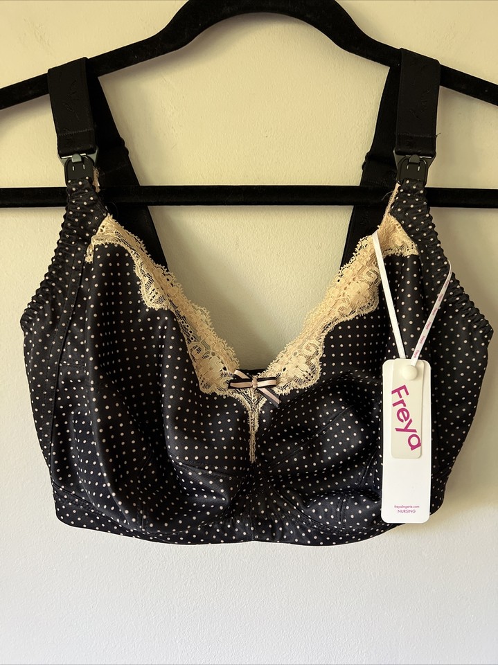 Freya Dotty Nursing Bra Black Spot Size UK 30G Wireless Maternity Drop ...
