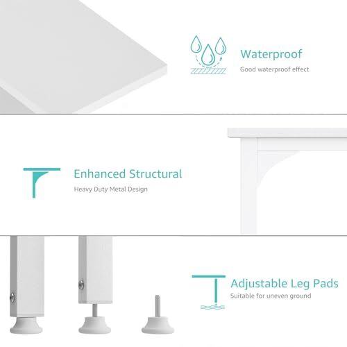 White Computer Desk with Fabric File Drawers Cabinet, 47 Inch Home ...