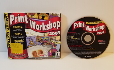 Print Workshop 2003 PC CD-Rom Software Windows 98 ME XP Greeting Card ...