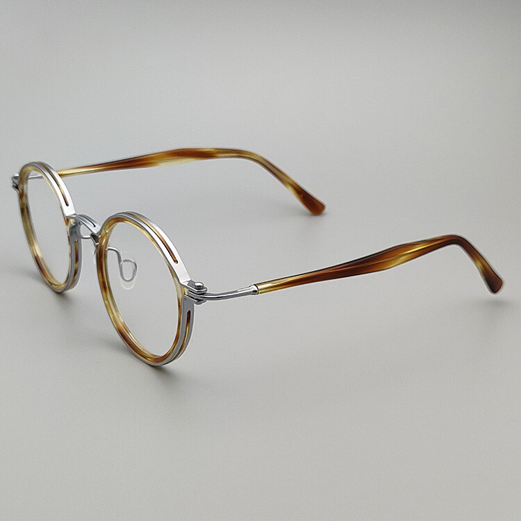 Retro Round Eyeglasses Frame Ultra Light Spectacles Metal Frame For Men ...