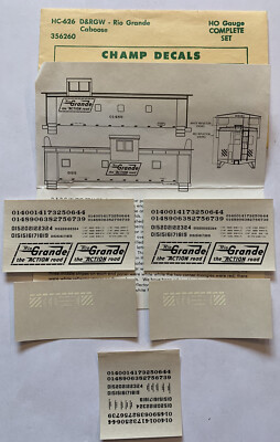 CHAMP HO DECAL - RIO GRANDE / D&RGW CABOOSE - ORANGE w/BLACK LETTERING ...