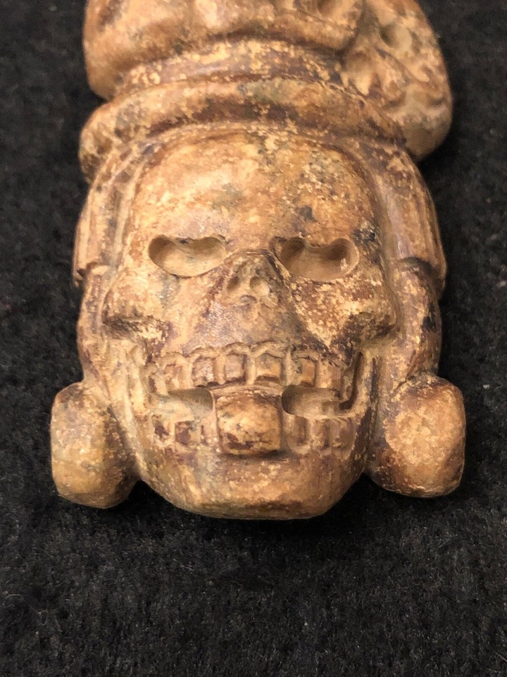 Very Rare Pre-Columbian Aztec, Incan, Mayan Carved Stone Mask Pendant ...