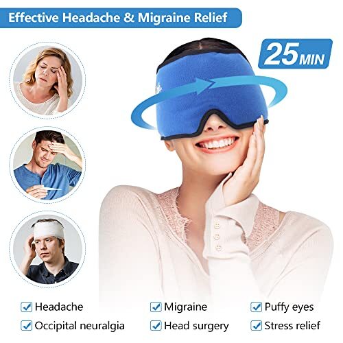 Migraine Ice Pack Headband Hot or Cold Ice Wrap for Headaches Pain ...