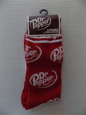 Dr. Pepper Socks Mens 2 Pairs Shoe Size 8 - 12 Multicolor NOS w/ Tag ...