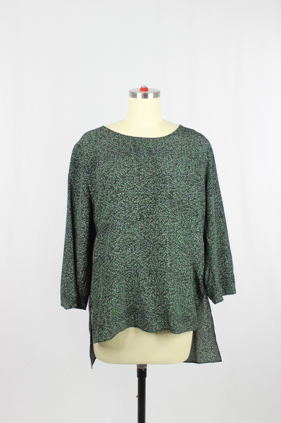 Aritzia WILFRED Dark Green Abstract Print 100% Silk O… - Gem