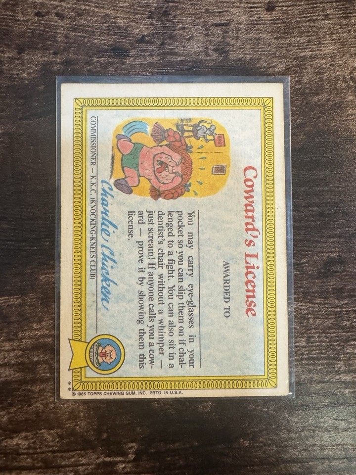 1985 Topps Garbage Pail Kids GPK Card First Series 1 OS1 Matte 23B ...