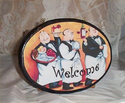 Fat Chef Oval Welcome Sign Plaque Waiter Bistro Wall decor Waiters ...