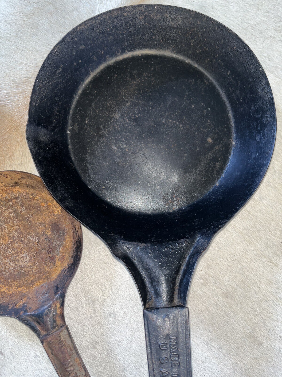 Lot of 3 NATIONAL 6", 8", 10" Cold Handle Cowboy Metal Frying Pans ...