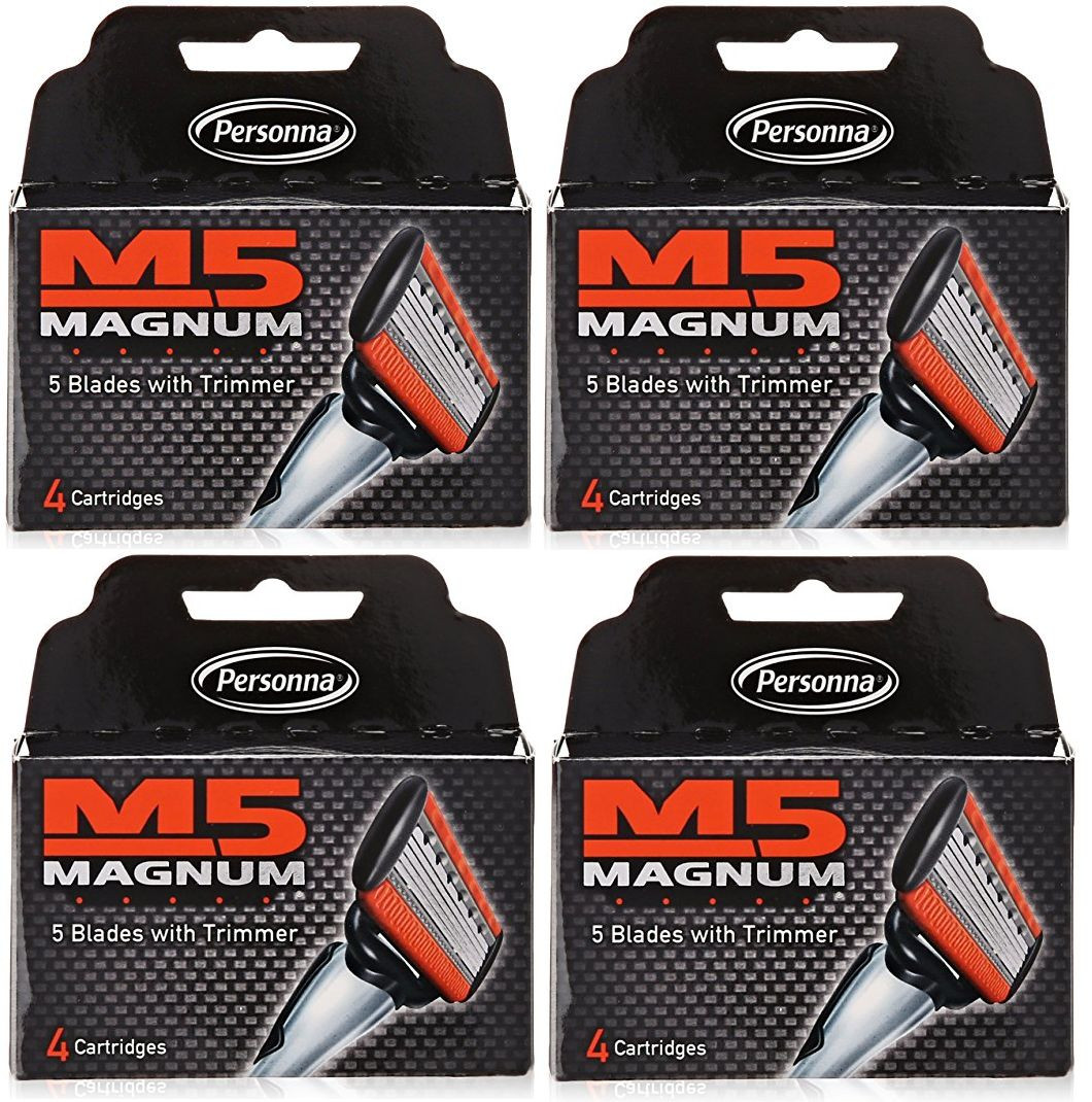 Personna M5 Magnum Razor Refill Blades with Trimmer, 4 Cartridges (4 ...