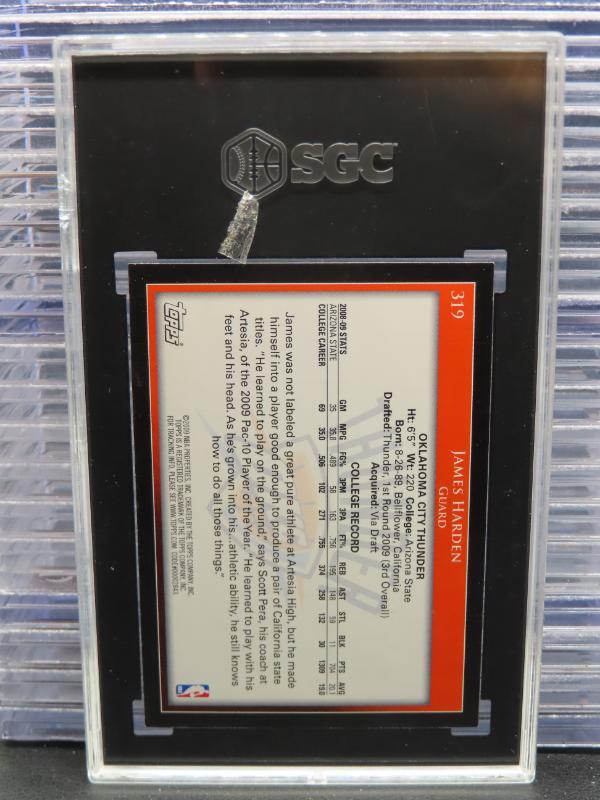 2009-10 Topps Basketball James Harden Rookie RC #319 SGC 9 OKC Thunder ...