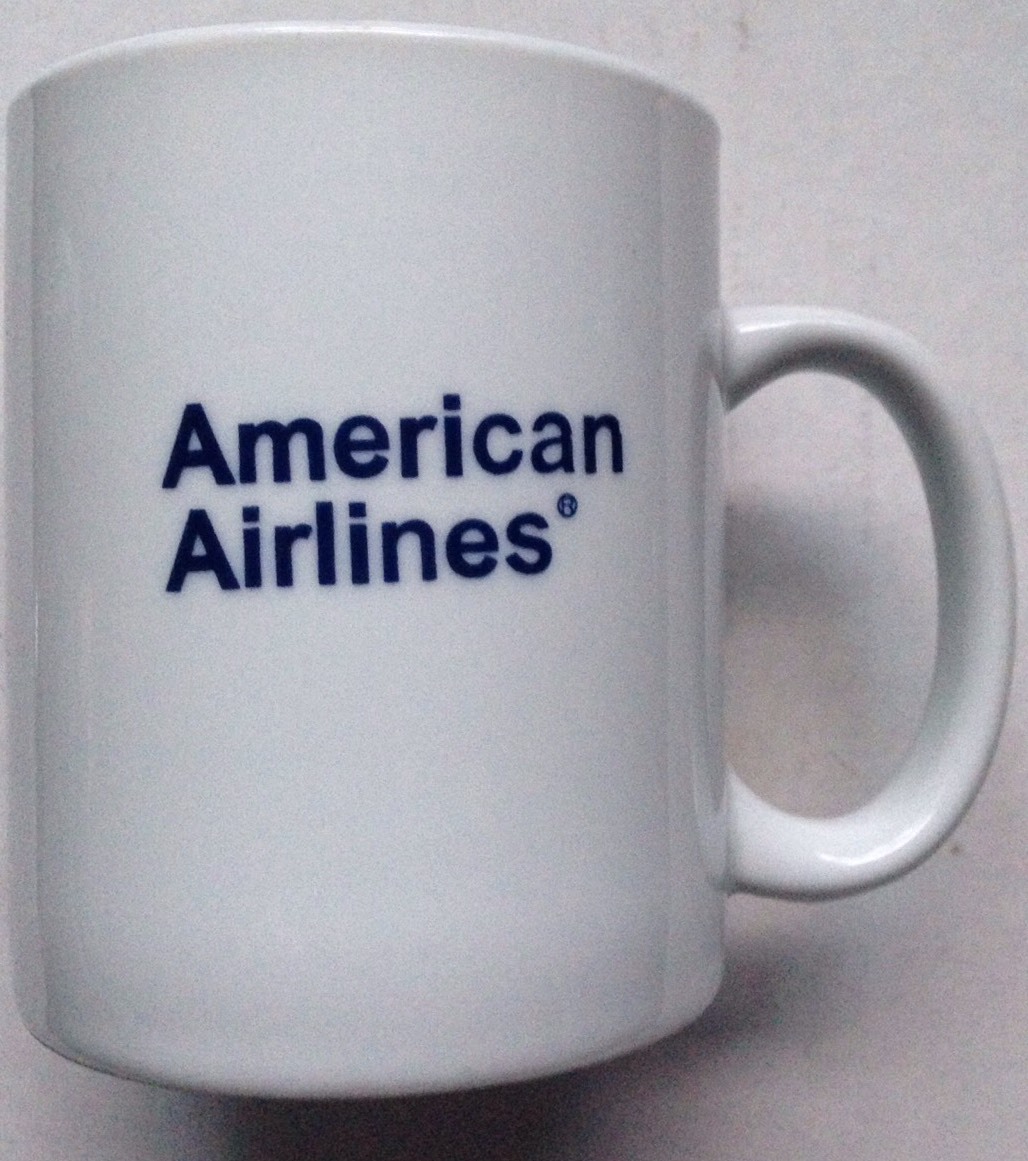 AMERICAN AIRLINES COFFEE MUG, AMKO RESTAURANT WARE, BLUE ON WHITE ...
