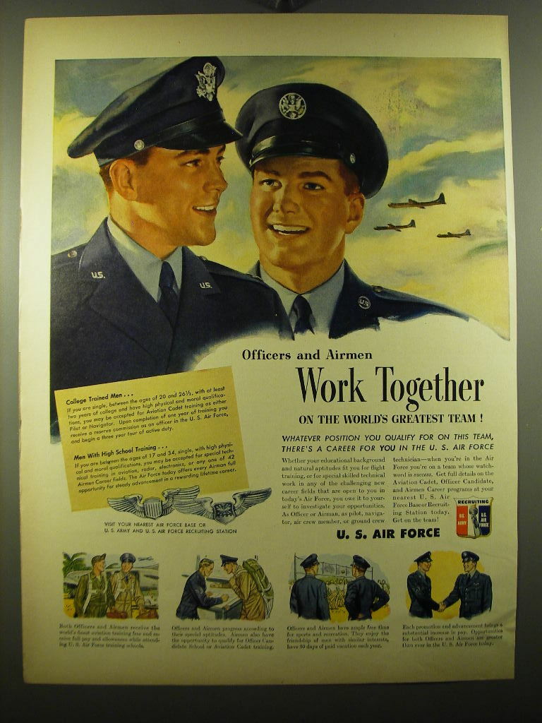 1950 U.S. Air Force Ad - Officers and airmen work together | eBay