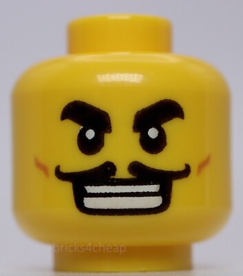 Lego Head Dual Sided Black Eyebrows Moustache Open Mouth Grin Bandage ...