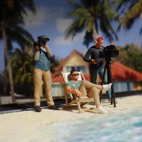 3x 1/64 Miniature Figures Micro Landscape Decor Production Crew ...