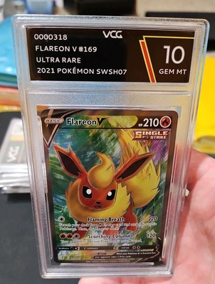 flareon V Pokemon Card VCG 10 Gem Mint Evolving Skies 2021 Holo 169/203 ...
