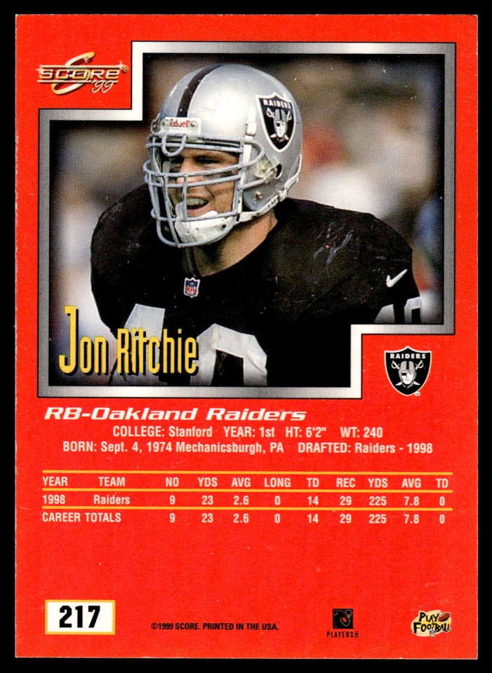 1999 Score #217 Jon Ritchie Near Mint or Better | eBay
