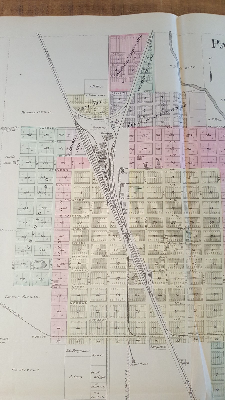 Antique Colored MAP - PARSONS - LABETTE COUNTY, KANSAS - 1887 KANSAS ...
