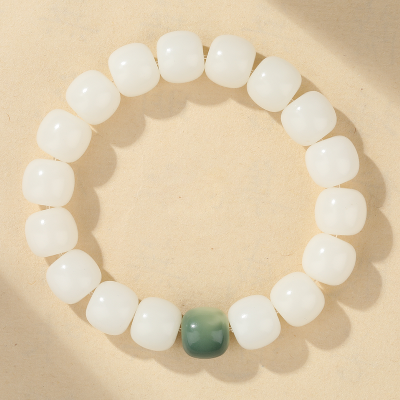 Putuo Mountain White Jade Bodhi Hand String with Beads and Buddha Beads ...