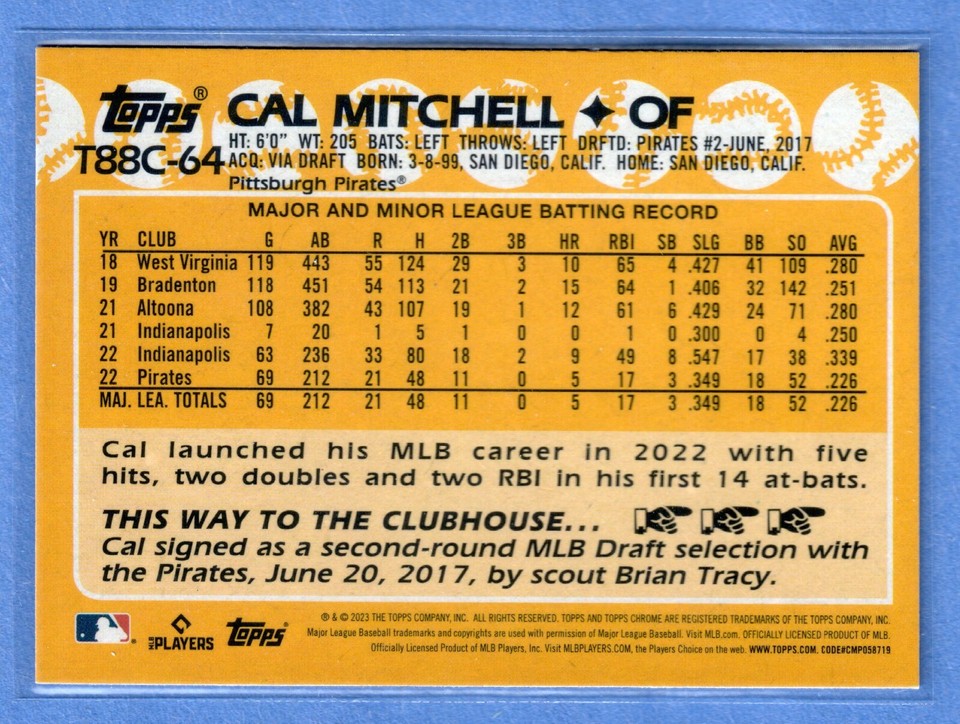 2023 Topps Series 1 Cal Mitchell Rookie Card Silver Pack Mojo Refractor ...