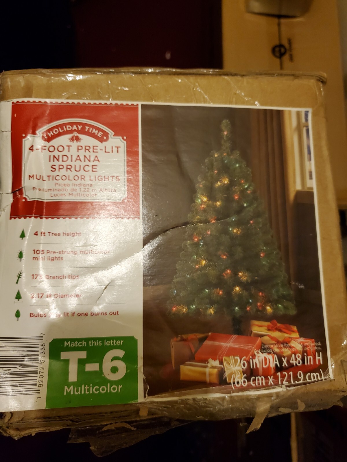 Holiday Time 4-ft Pre-lit Green Indiana Spruce Tree With 105 Multi ...