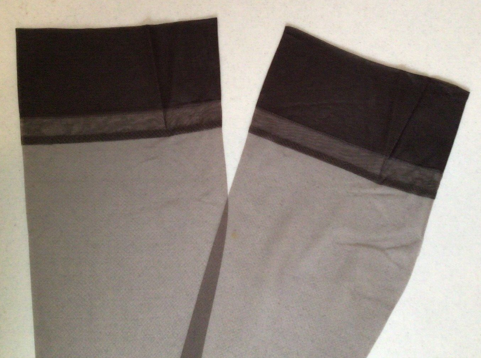1 Pair Vintage Nylon Reinforced Toe Dark Taupe Thigh High Stockings ...
