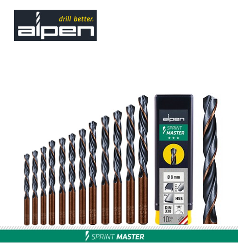 ALPEN 'Sprint Master' Jobber Twist Drill Bits Metal HSS Steel - Metric ...