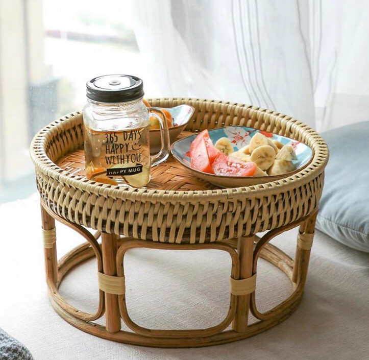 Vintage Thai Handicraft Khantok Natural Rattan Table Versatile Fruit ...