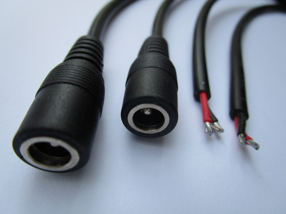 5 pcs DC Power 5.5X2.1mm Jack Female Connector 2x0.75mm² Round Wire ...