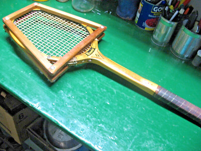 TAD DAVIS IMPERIAL DELUXE WOOD TENNIS RACQUET w/ PRESS CUSTOM MADE 4 5/ ...