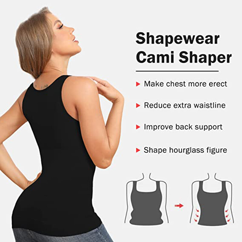 Seamless Women Built in Bra Padded Cami Vest Camisole Tank Tops Body ...