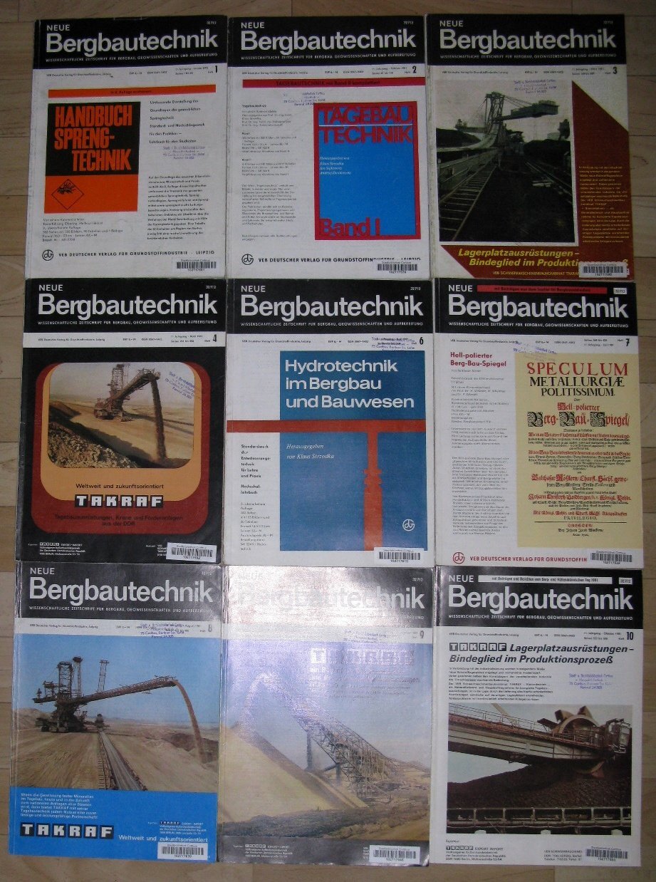 Neue Bergbautechnik Zeitschrift für Bergbau Geowissenschaften 9 Hefte ...