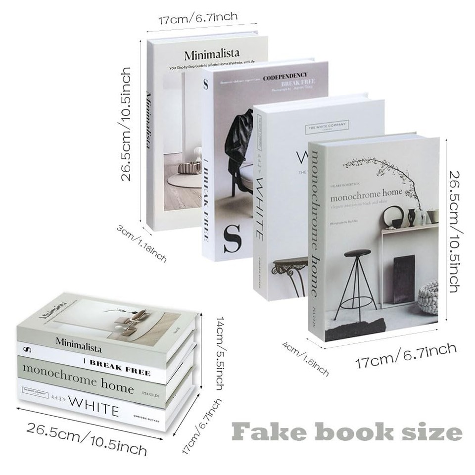 Faux Books Decoration 4 PCS Fake Book Display Prop Coffee Table Shelf ...