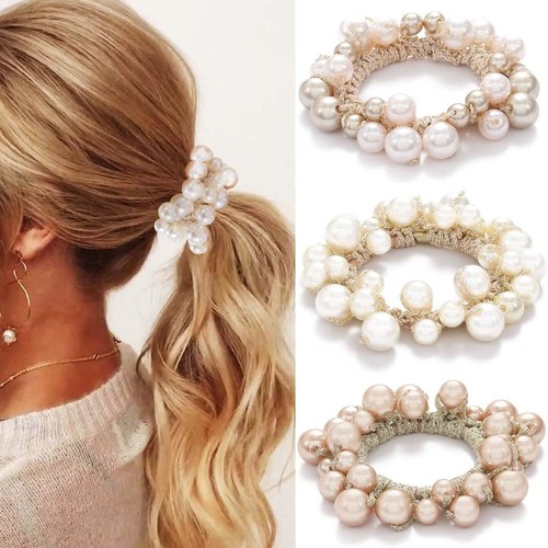 3 Pcs Pearl Hair Ties Ponytail Holder Decorative Hair Scrunchies for ...