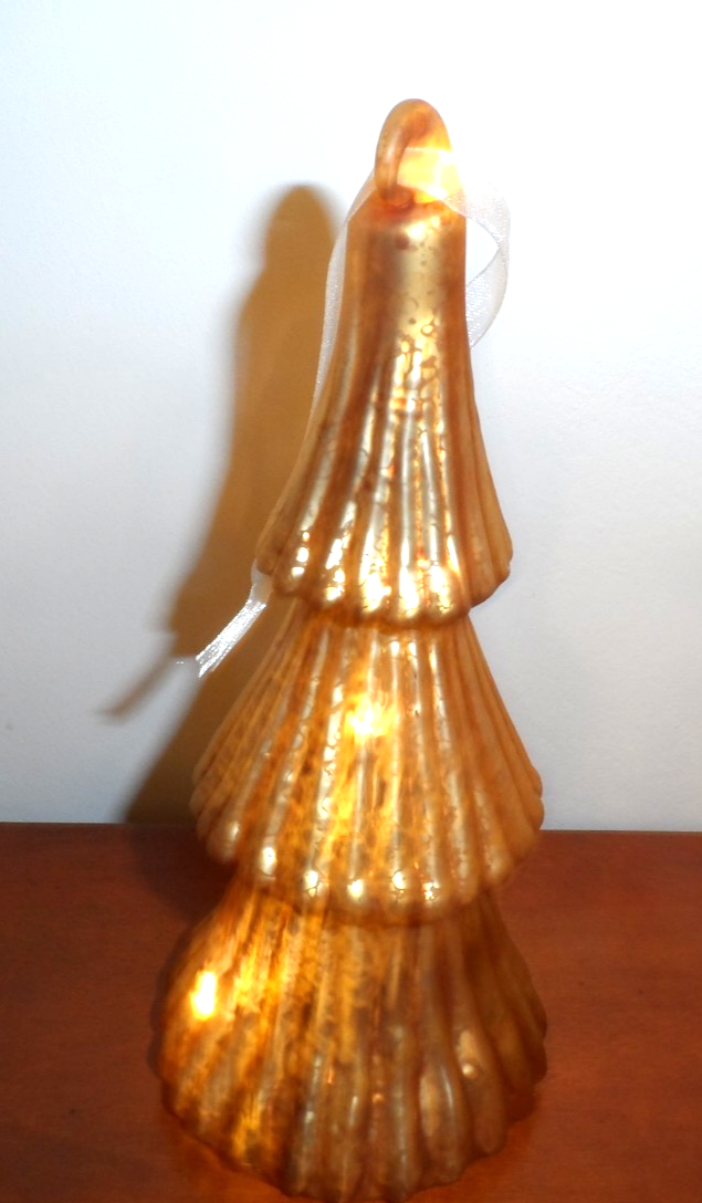 Christmas Ornament - LIGHT UP GOLD GLASS CHRISTMAS TREE - WORKS | eBay