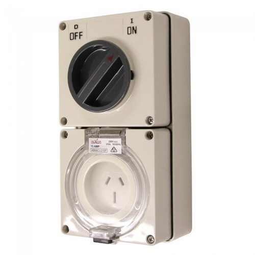 3PIN 15AMP - Combination Switched Socket Outlet - FLAT PINS Single ...
