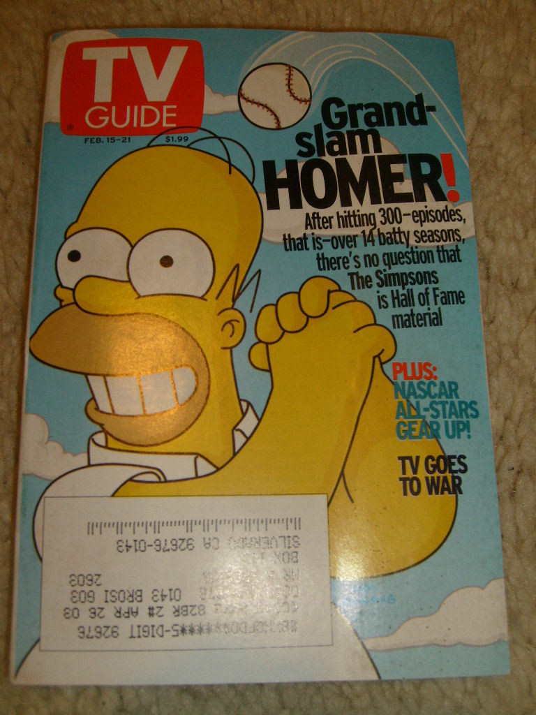 TV Guide - Homer Simpson cover, 300th episode of The Simpsons, Feb. 15 ...