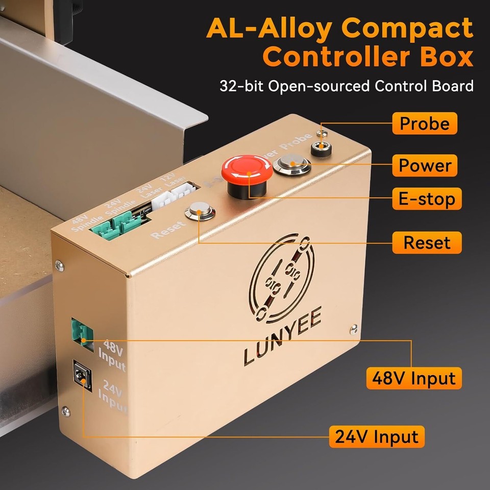 LUNYEE 4040 Turbo CNC Router Machine 500W All-Metal Upgraded Linear ...