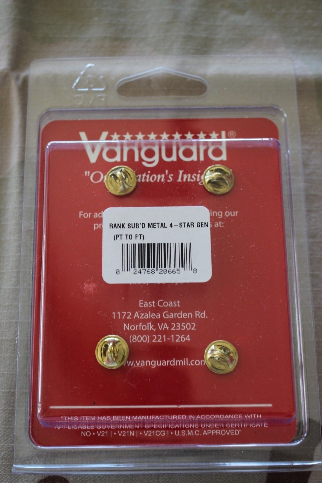 USMC US MARINE CORPS O-10 GENERAL'S SUBDUED BDU MARPAT COLLAR RANK ...