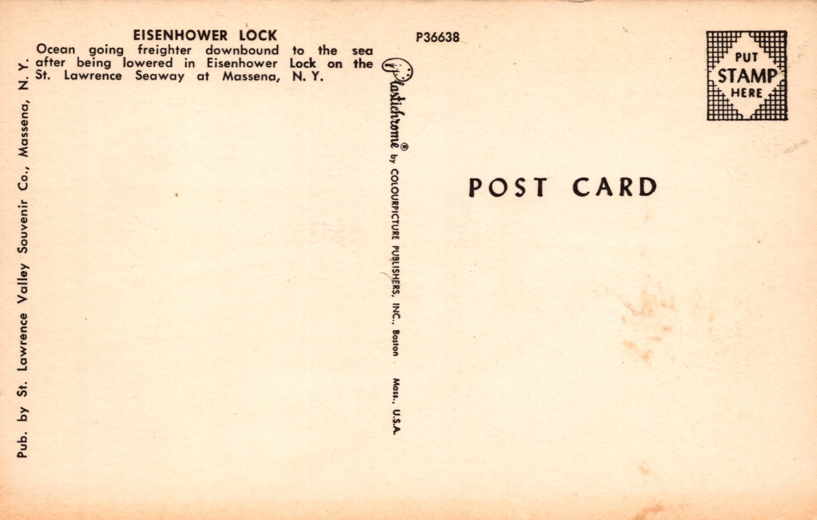 Eisenhower Lock St. Lawrence Seaway Massena New York Postcard | eBay