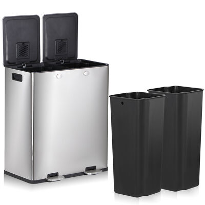 Compartment Trash Can Trash Can with Recycling Bin Combo 2 X 8 Gallons ...