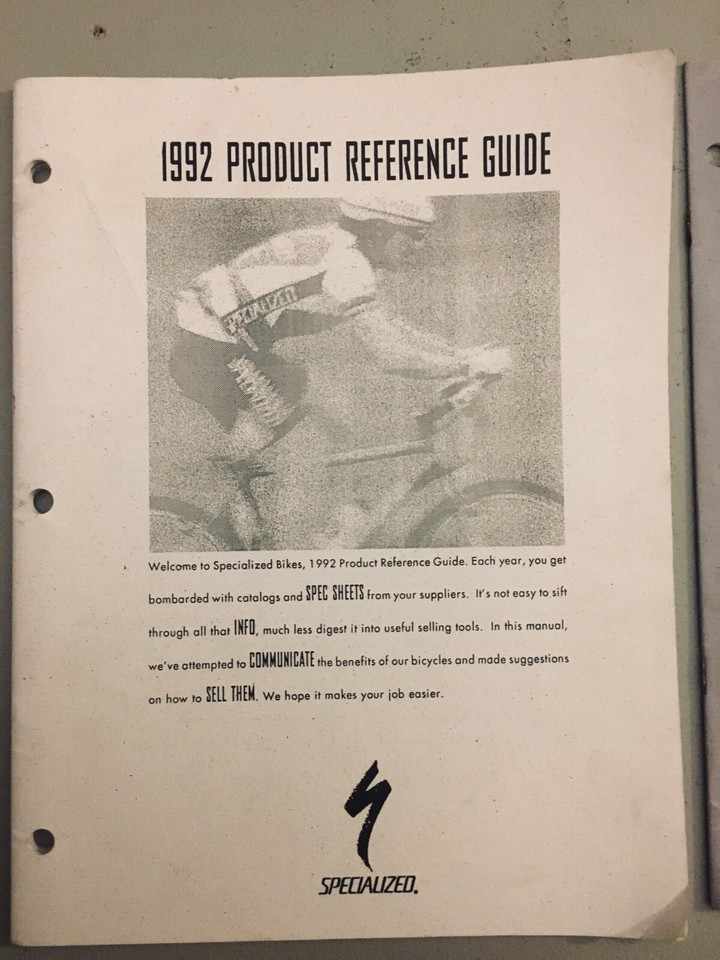 Vintage Original Specialized Bicycle Reference Guides 1992 | eBay