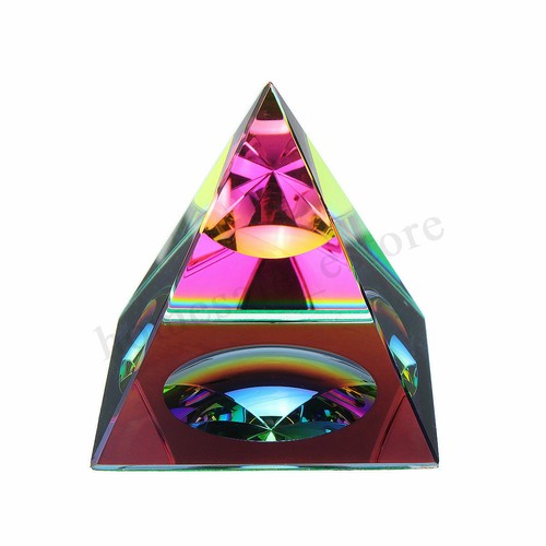 2.3" Crystal Iridescent Pyramid Rainbow Color Home Decor FengShui Reiki ...