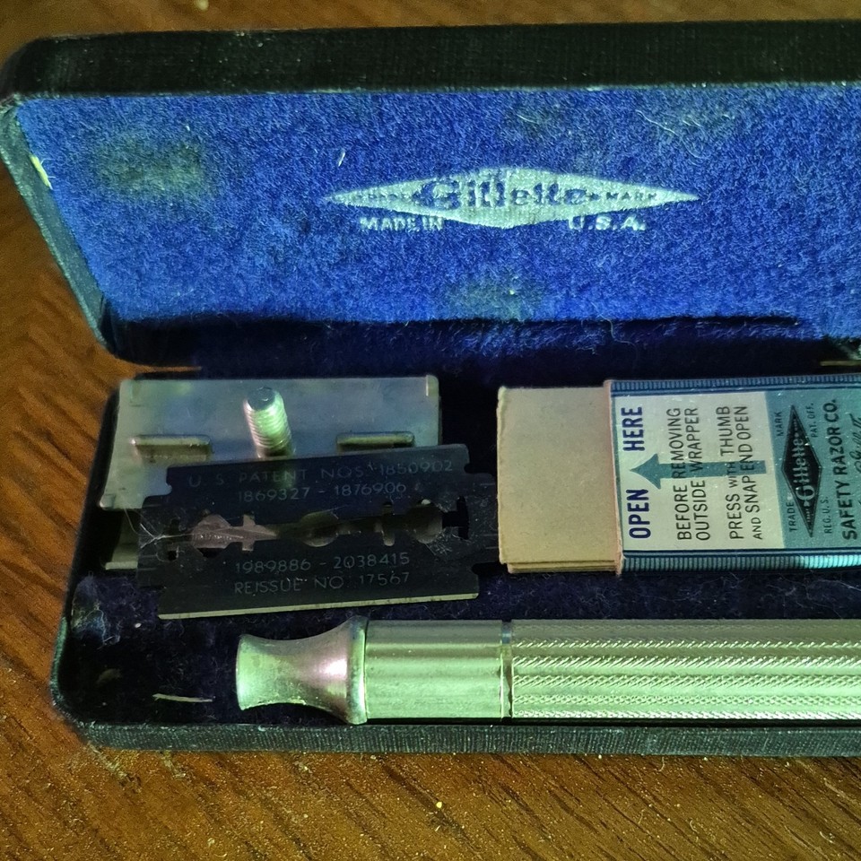 Gillette Metal Safety Razor Set with Case & Blades Made in U.S.A. | eBay