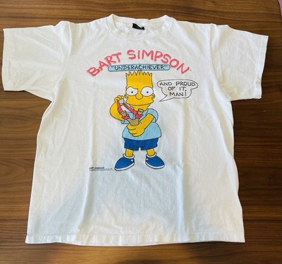 Vintage 1989 Bart Simpson Underachiever T-Shirt Sz XL White Simpsons ...