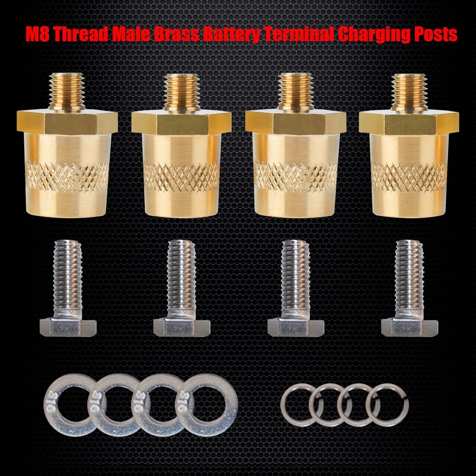 Ampper M8 Thread Male Brass Battery Charging Post Terminals, M8 Battery ...