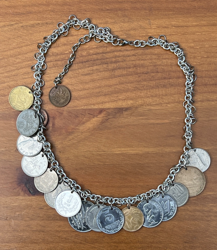 Vintage Foreign Coin Necklace 18 Foreign Coins 1954 to 2011 SEE ...