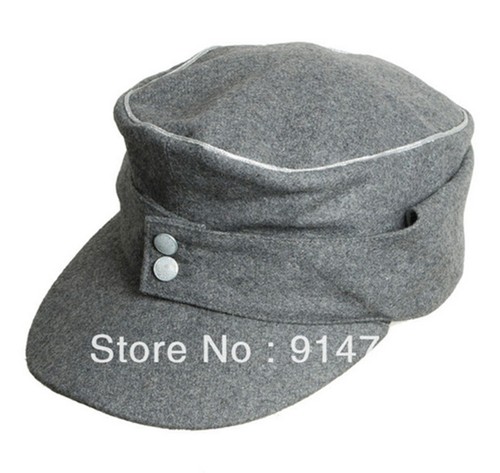 WWII GERMAN ARMY OFFICER M1943 SKI CAP PANZER GREY WOOL M43 FIELD HAT ...