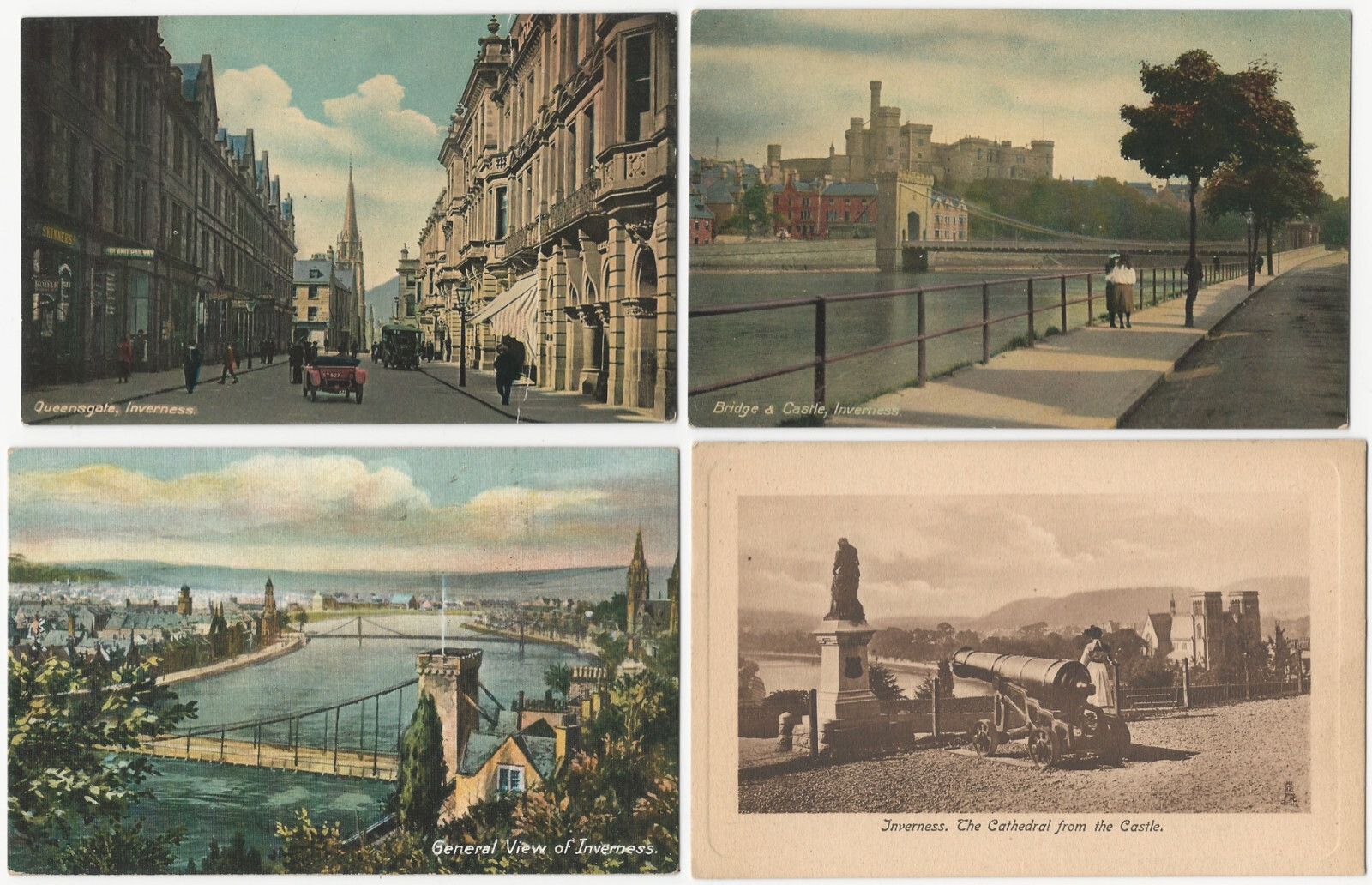 Inverness Scotland - Four Vintage Postcards Castle Fort Queensgate &c ...