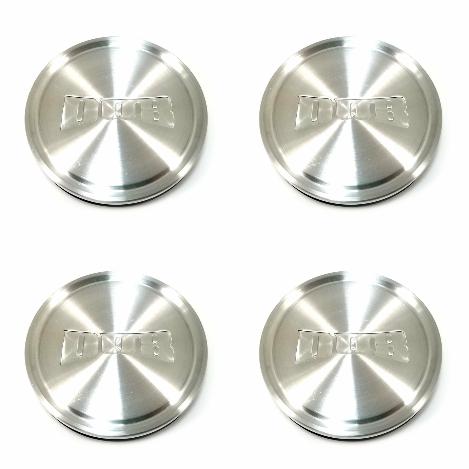4 DUB Machined Silver Center Caps for 5/6L Baller S217 8-Ball S214 Luxe ...